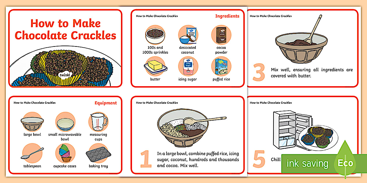 VIC Chocolate Crackles Recipe Sequencing Cards - Twinkl