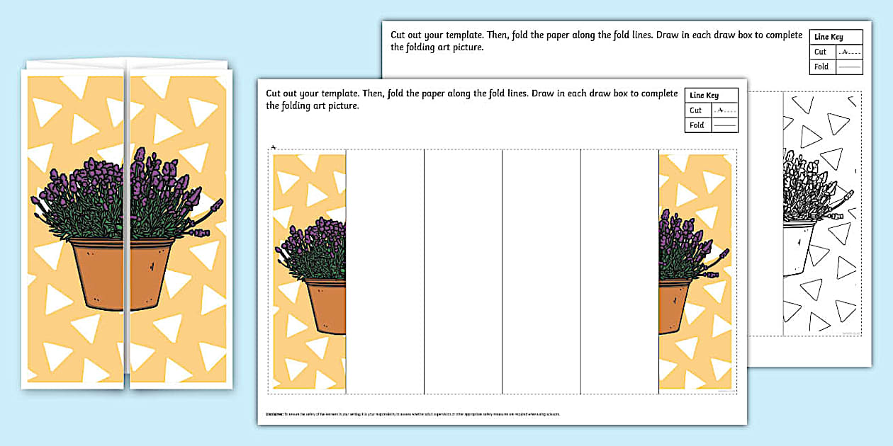 Flower Pot Folding Art Template (teacher made) - Twinkl