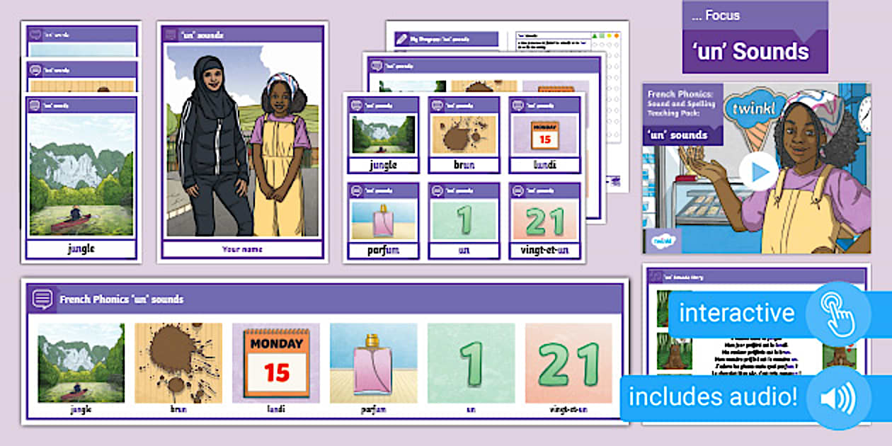 👉 French Phonics: Story, Resource and Display Pack: un sounds