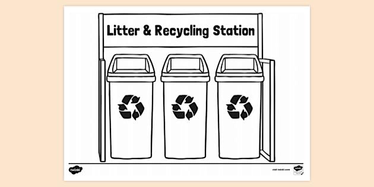 Recycling Week Colouring Page (teacher made) - Twinkl