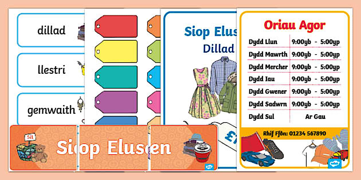 Pecyn Chwarae Rôl Siopau Elusen (Teacher-Made) - Twinkl