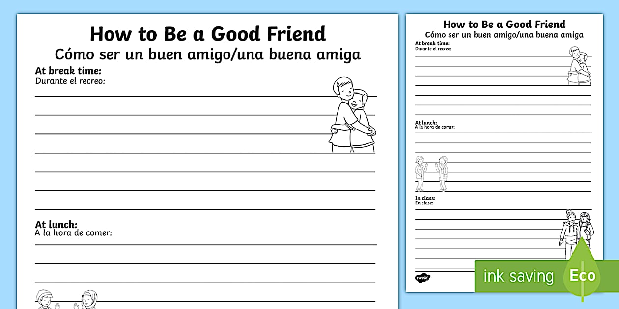 How to Be a Good Friend Worksheet / Worksheet - English/Spanish - How Can I
