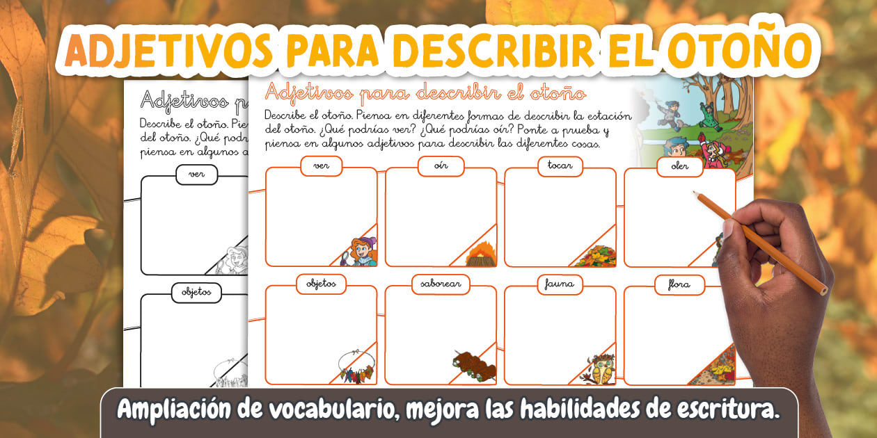 Ficha de actividad: Adjetivos para describir el otoño