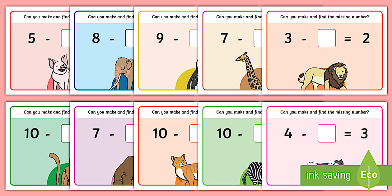 Subtraction Within 10 Missing Number Modelling Dough Mats