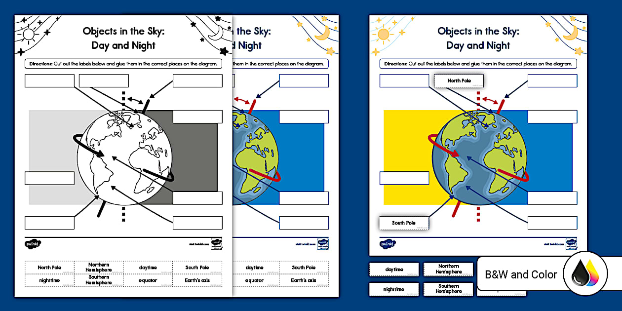 First Grade Objects in the Sky: Day and Night Cut and Paste