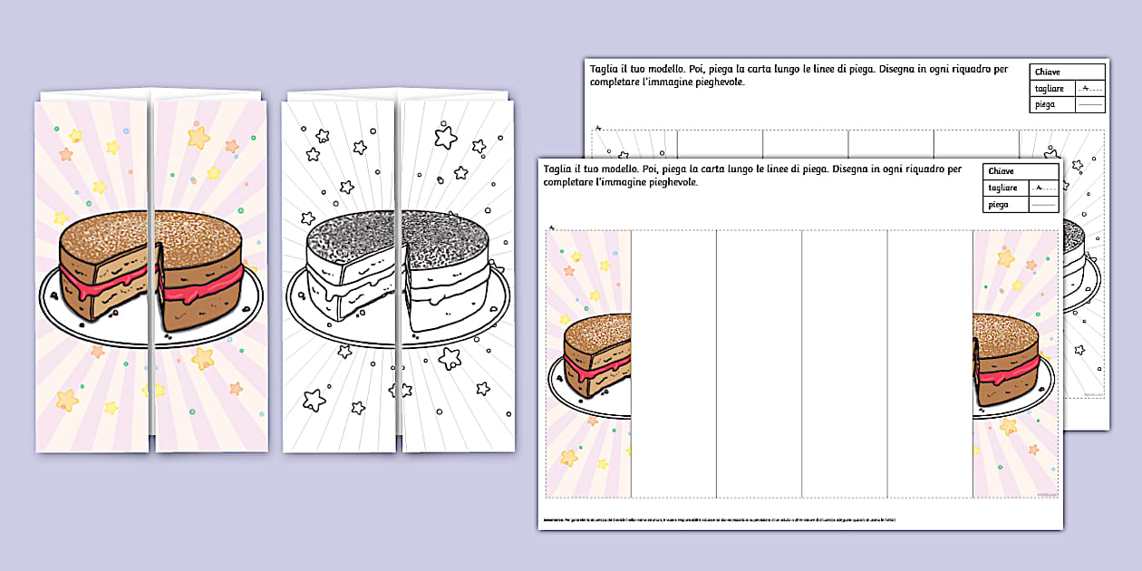 Modello di arte pieghevole: Torta (Teacher-Made) - Twinkl