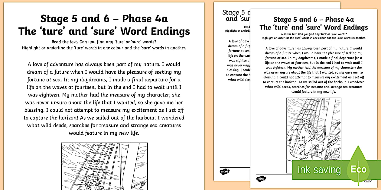 Northern Ireland Linguistic Phonics Stage 5 and 6, Phase 4a, 'ture' and ...