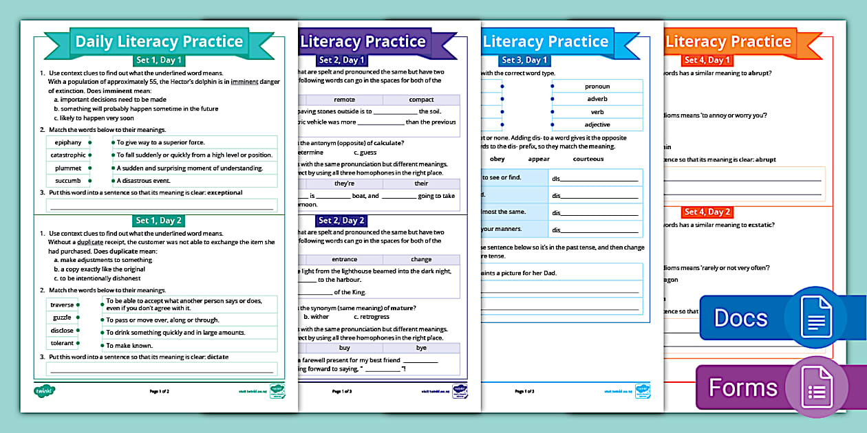 Daily Literacy Vocabulary Practice Year 7-8 (teacher made)