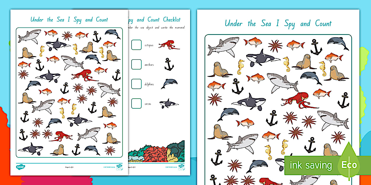 Under the Sea I Spy and Count to 10 Activity (teacher made)