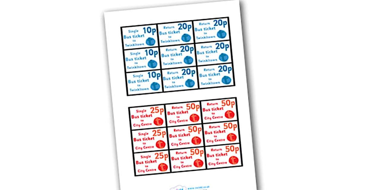 Editable Bus Station Role Play Tickets - Twinkl