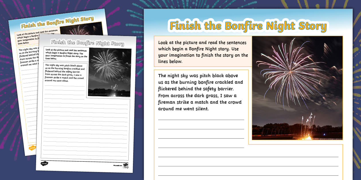 Finish the Bonfire Night Story KS2 Writing Template - Twinkl