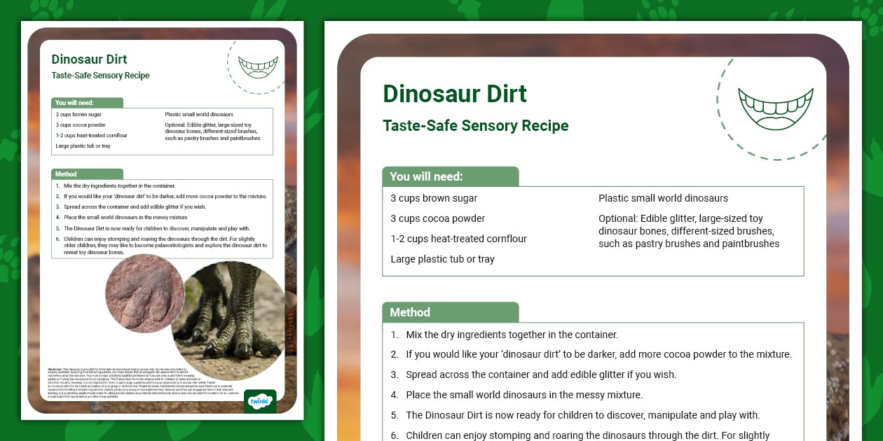 Dinosaur Dig Edible Sensory Recipe (Teacher-Made) - Twinkl