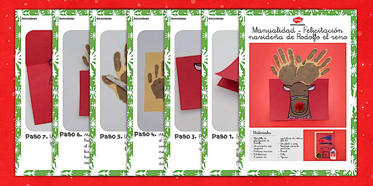 Manualidad: Tarjeta de Navidad - Rudolph - Twinkl