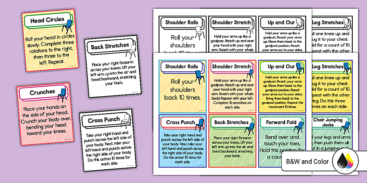 Chair Exercise Cards for the Classroom - Twinkl
