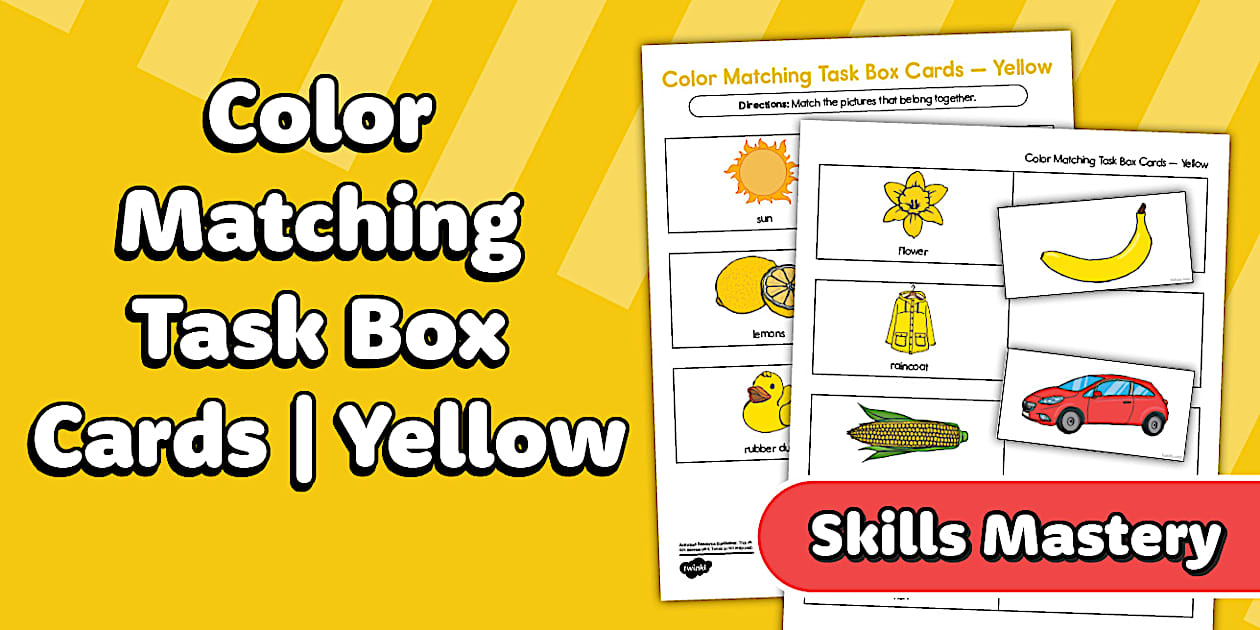 Color Matching Task Box Cards – Yellow