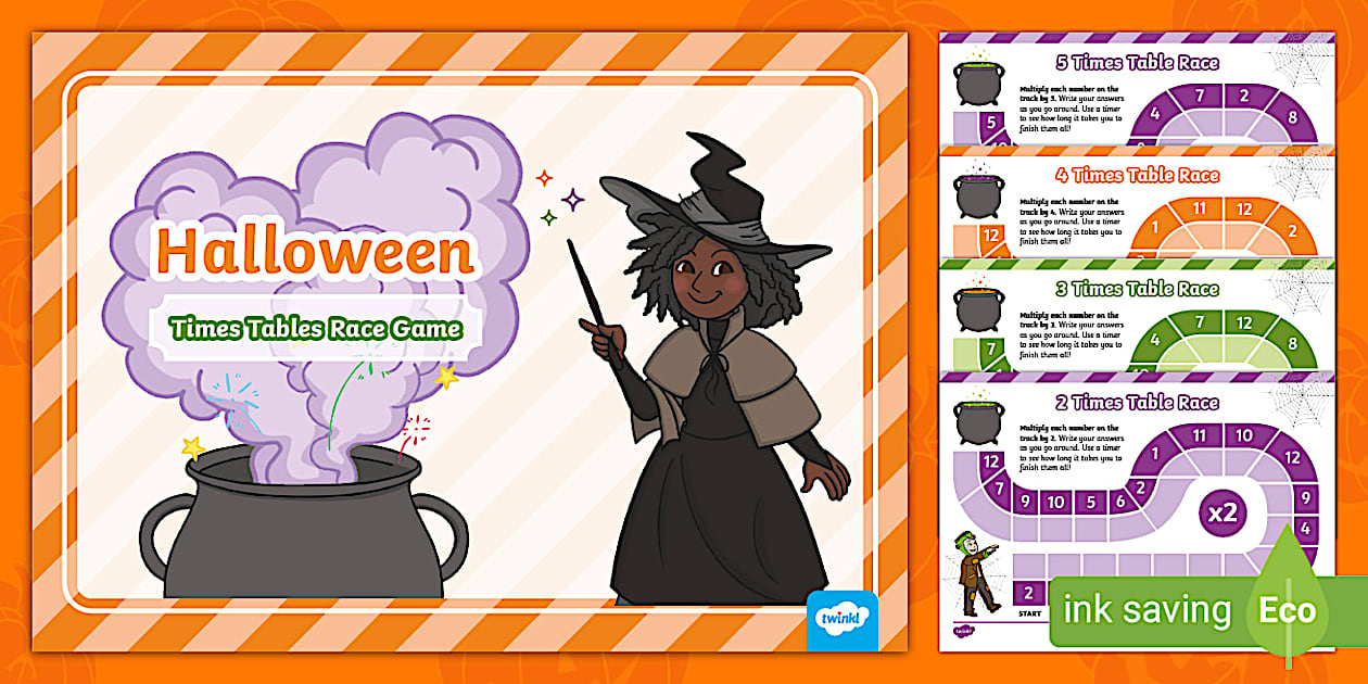Halloween Times Tables Race Game Activity Booklet - Twinkl