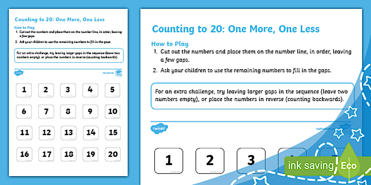 👉 Counting to 20: One More, One Less Activity (Ages 5 - 6)
