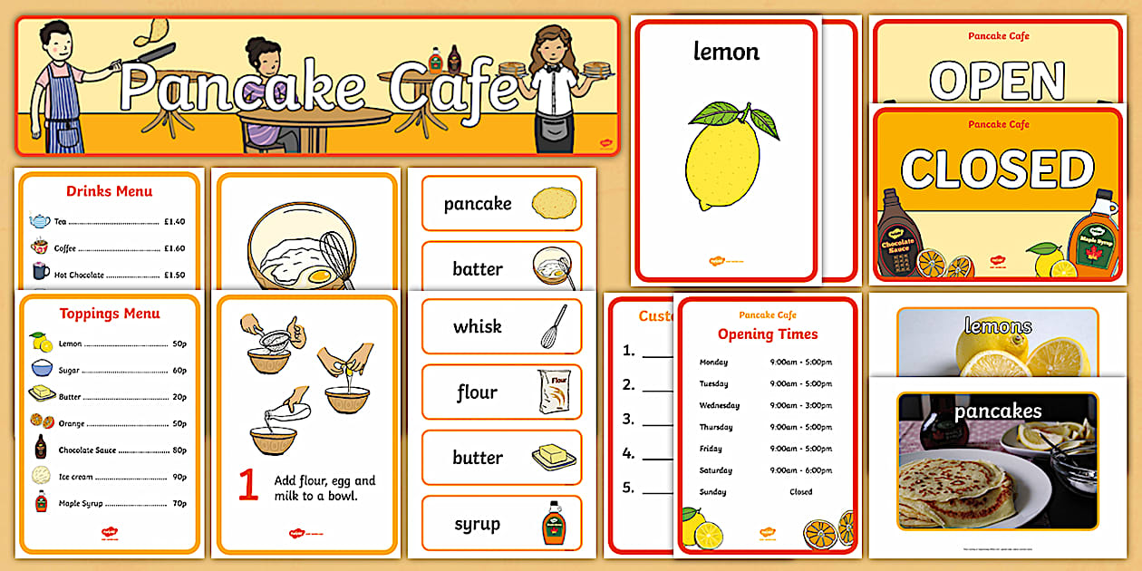 Pancake Cafe Aistear Display Pack (teacher made) - Twinkl
