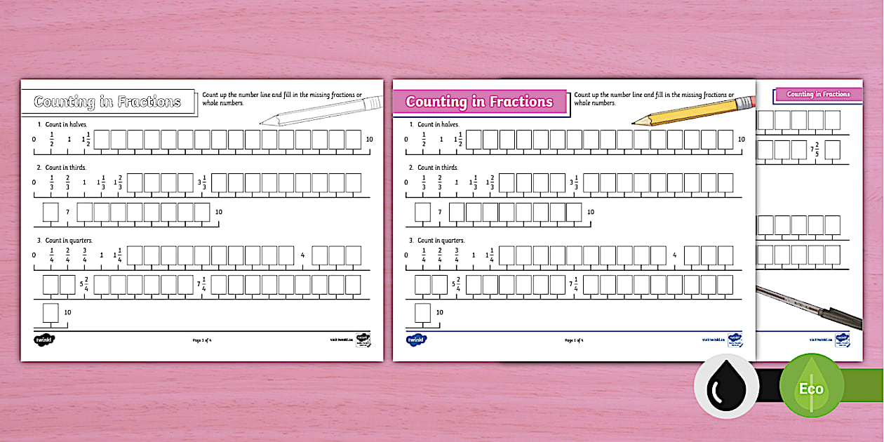 Counting to 10 With Fractions On A Number Line Activity