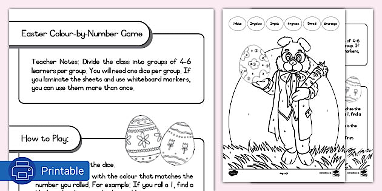Easter Colour-By-Number Game (teacher made) - Twinkl