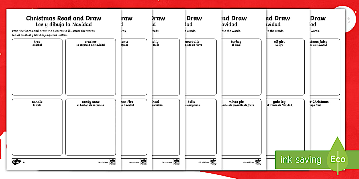 Christmas Read and Draw Worksheet / Worksheet English/Spanish - EAL ...