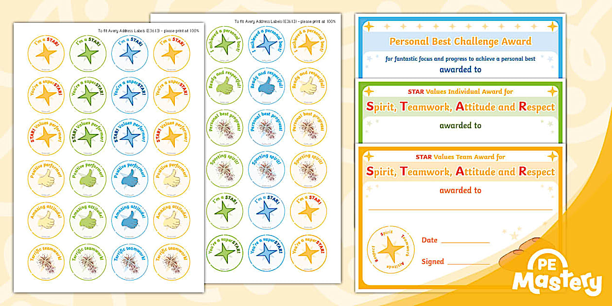 STAR Values & Personal Best Rewards Pack