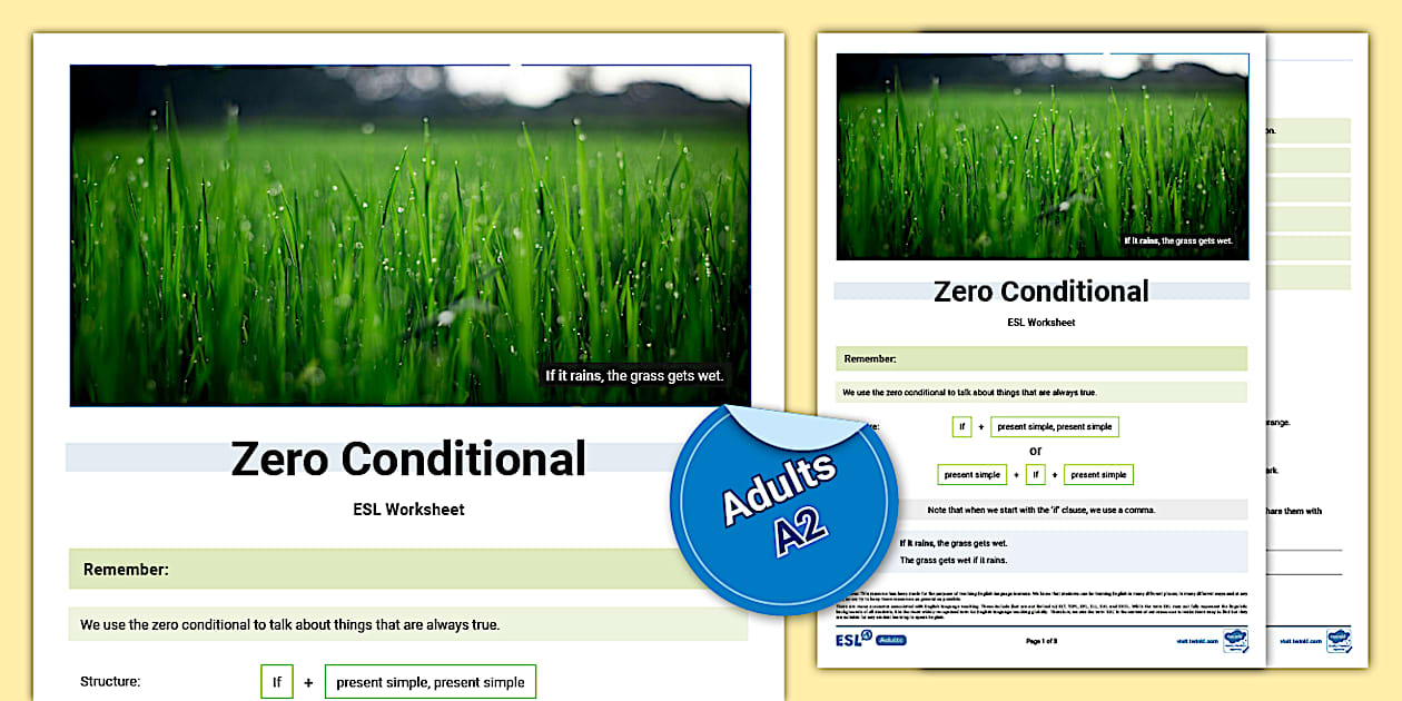ESL Zero Conditional Worksheet [Adults, A2] (teacher made)
