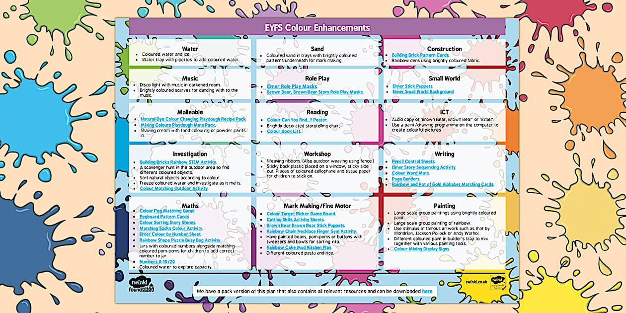 EYFS Colour Enhancement Ideas (teacher made) - Twinkl