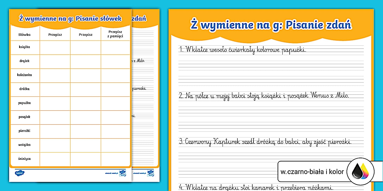 Sówka Ortografka | Ż wymienne na g | Grafomotoryka