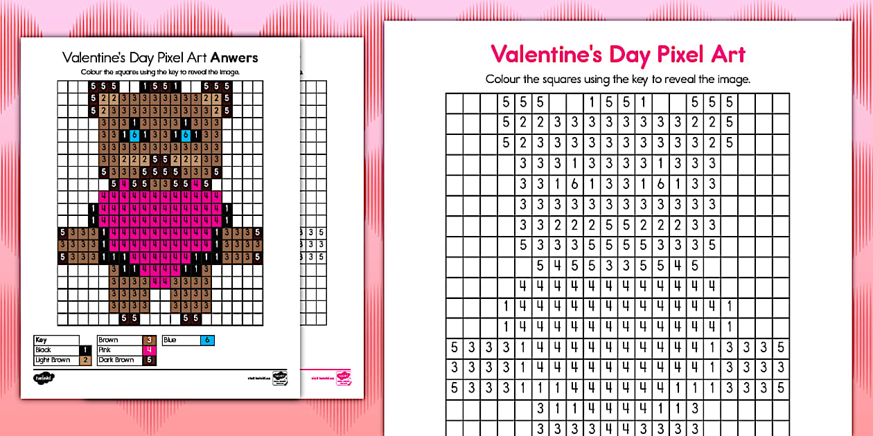 Valentine's Day Pixel Art Template - Twinkl