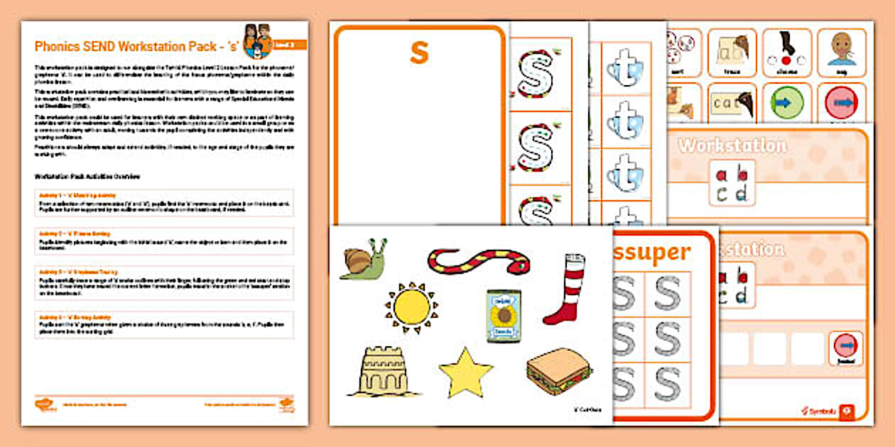 's' - Level 2 Phonics SEND Workstation Pack (teacher made)