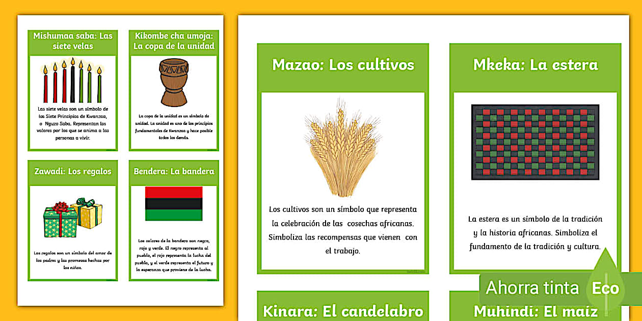 Tarjetas informativas: Los símbolos de Kwanzaa - Twinkl