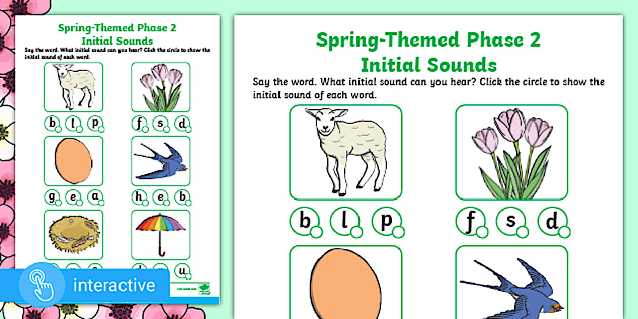 Interactive Spring-Themed Phase 2 Initial Sounds Activity