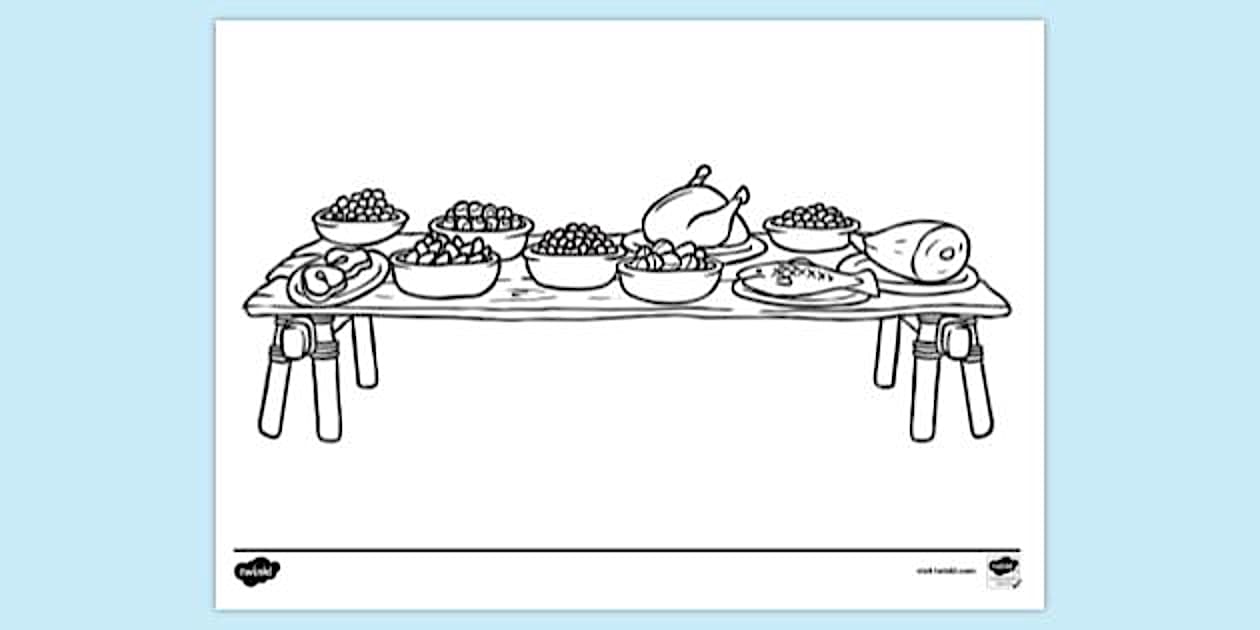 Thanksgiving Dinner Colouring Sheet - Primary Resources