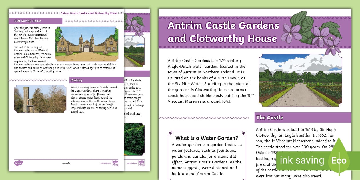 Antrim Castle Gardens KS2 Fact File (teacher made) - Twinkl