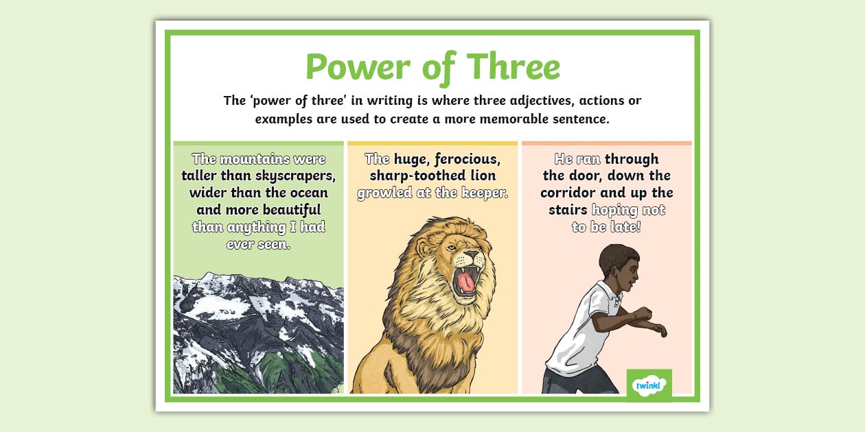 Power of Three Sentence Example Poster (teacher made)