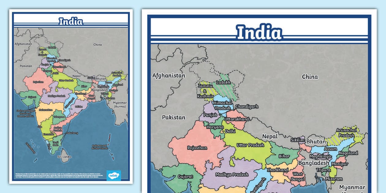 India Map (Teacher-Made) - Twinkl