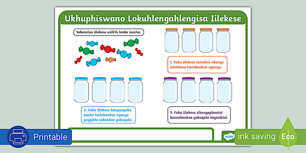 Ipowusta Yeelekese Izibalo A4 Sorting (teacher made)