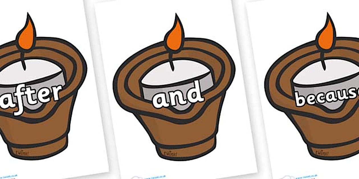 Cursive Connectives on Diva Lamps (teacher made) - Twinkl