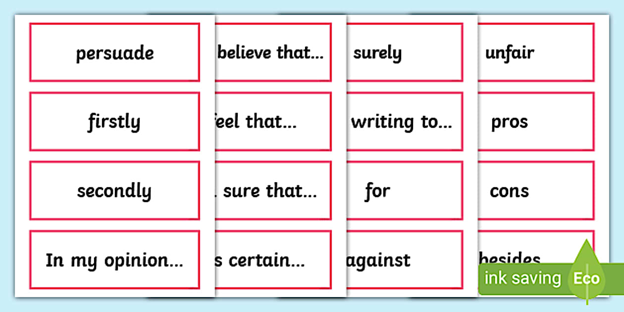 Editable Persuasive Writing Flash Cards (teacher made)