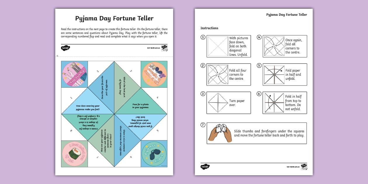 Pyjama Day Fortune Teller (teacher made) - Twinkl