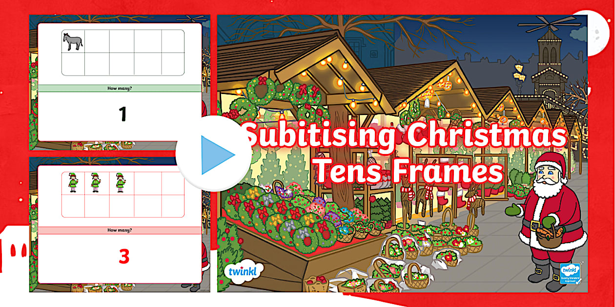 Subitising Christmas Tens Frames PowerPoint (teacher made)