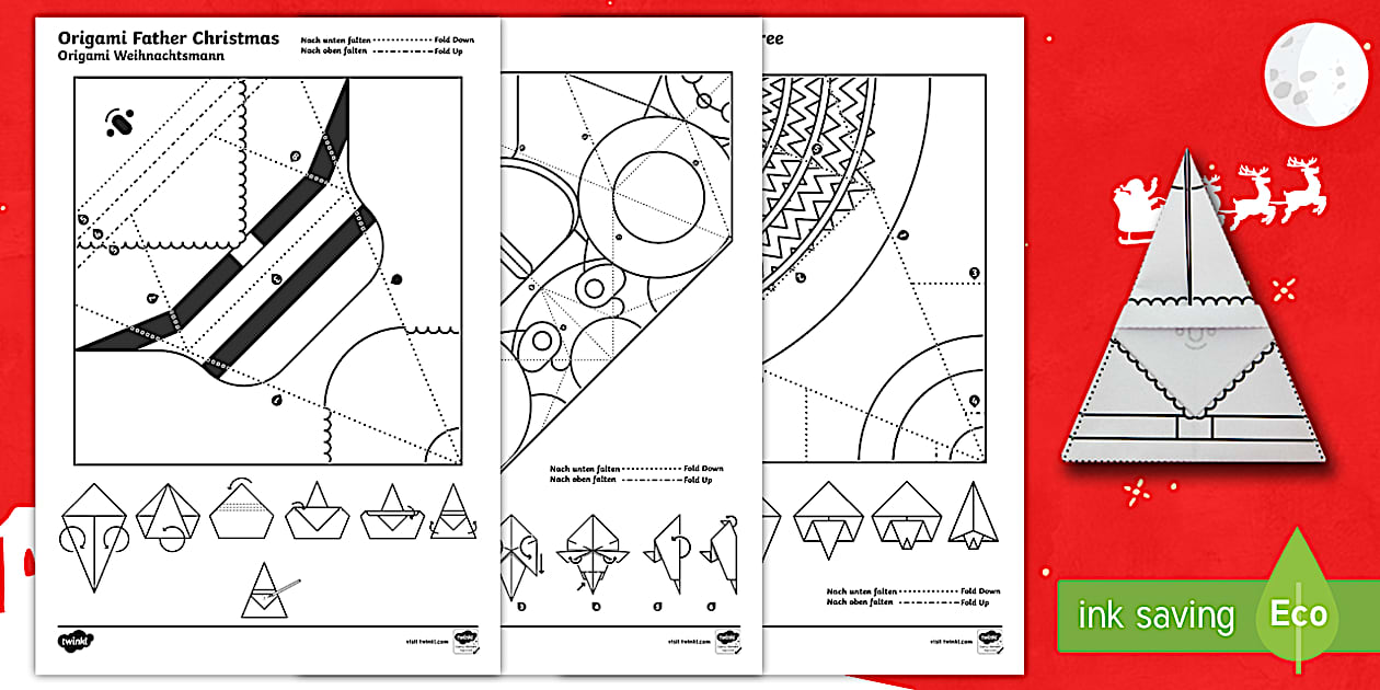 Simple 3D Christmas Origami Paper Craft Activity Pack English/German