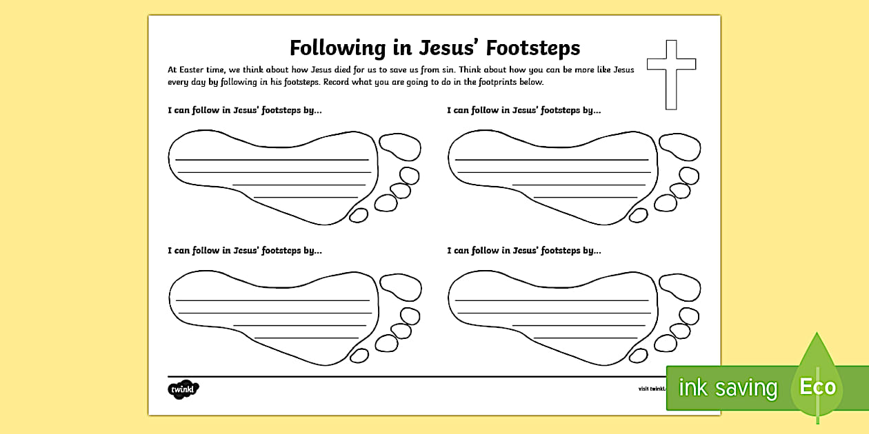Following in Jesus’ Footsteps Writing Worksheet / Worksheet - World ...