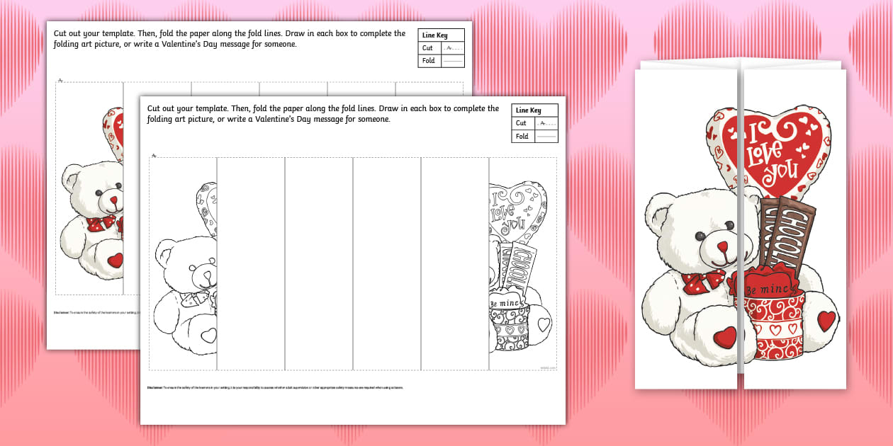 Valentine's Day Folding Art Template (teacher made) - Twinkl