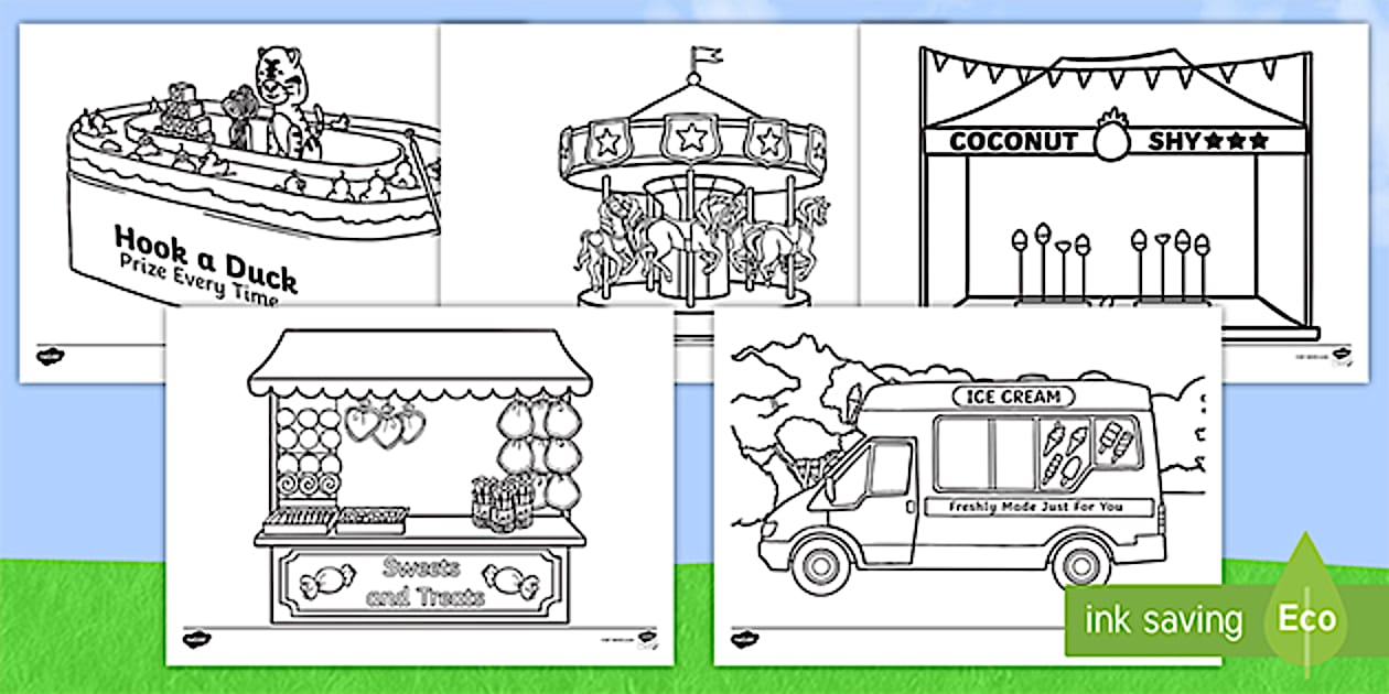 Summer Fair Colouring Pages,Fair,At the fair (teacher made)
