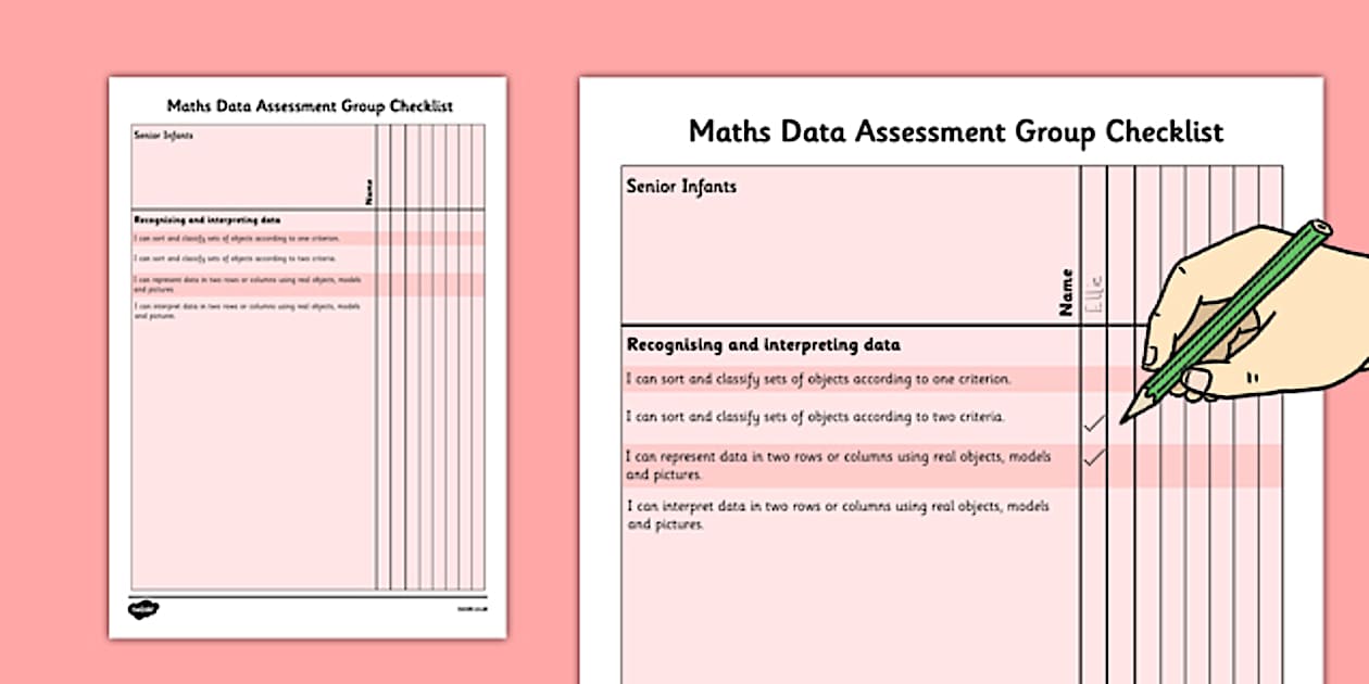 1999 Curriculum Senior Infants Maths Data Assessment Group Checklist