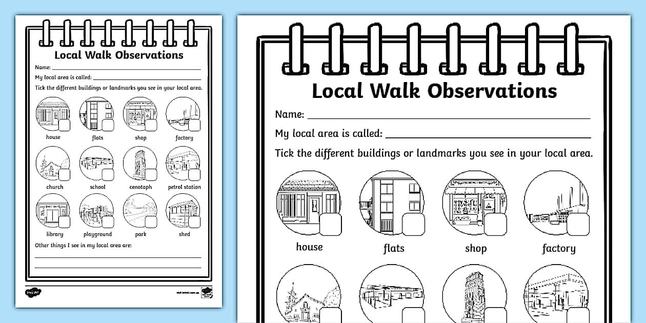 Local Walk Observation Sheet (teacher made) - Twinkl