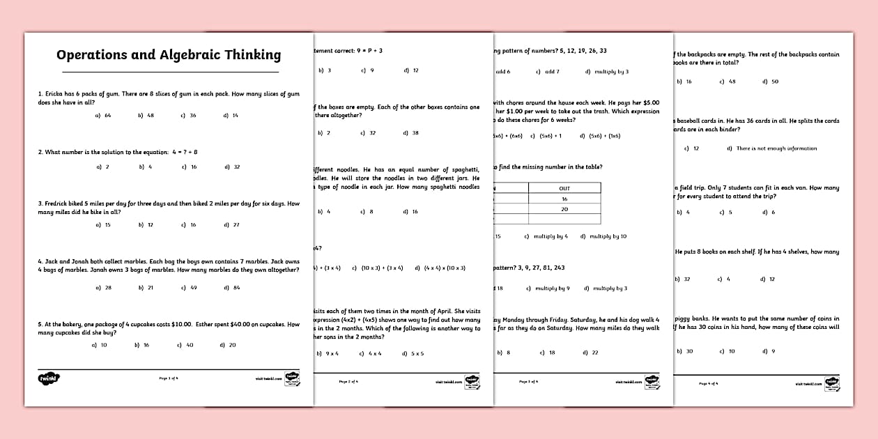 Third Grade Operations & Algebraic Thinking Review | Twinkl
