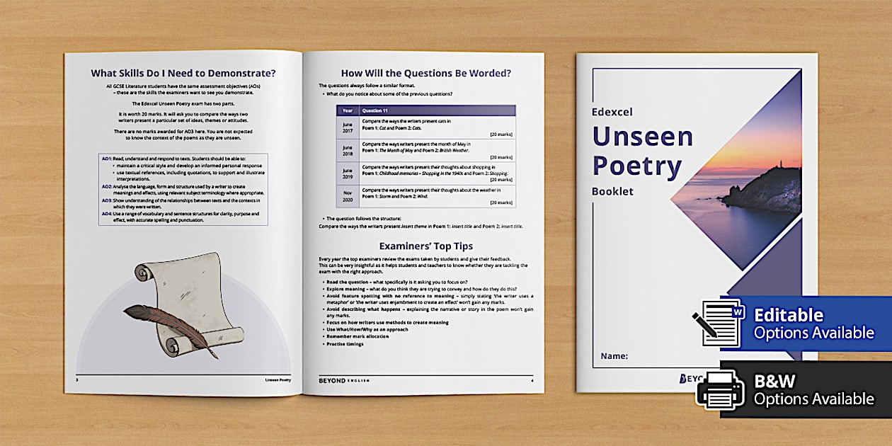 Edexcel Unseen Poetry Revision Guide (teacher made) - Twinkl